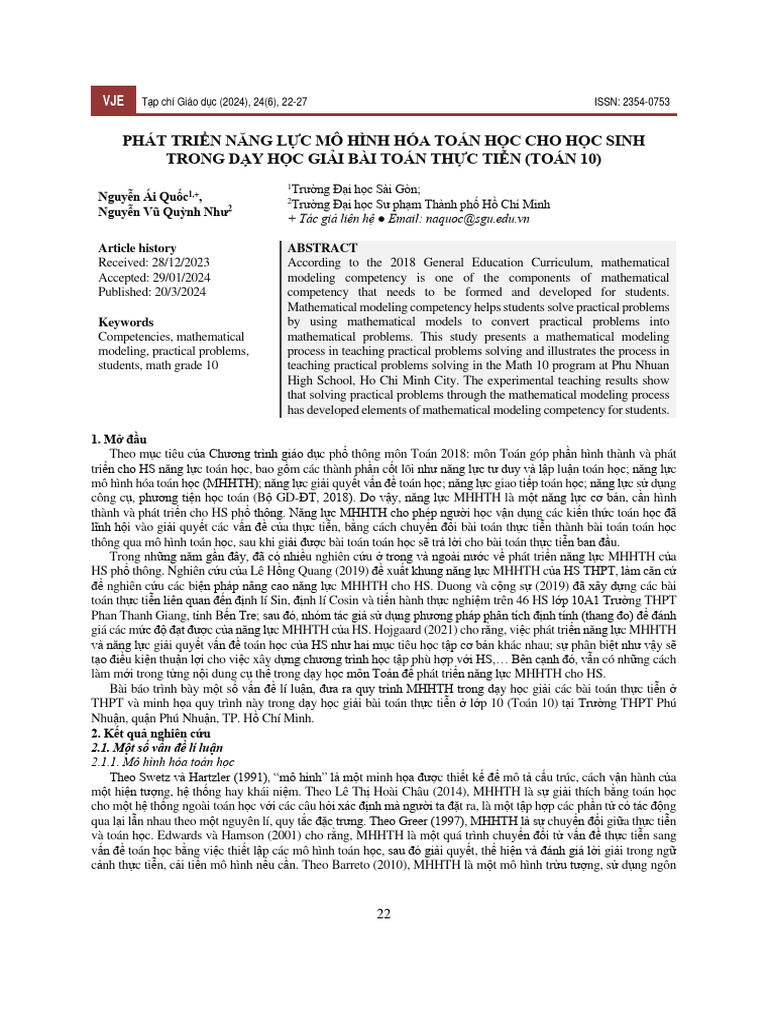 PHT Trin NNG LC M HNH Ha Ton HC Cho HC Sinh Trong Dy HC Gii Bi Ton THC Tin Ton | PDF