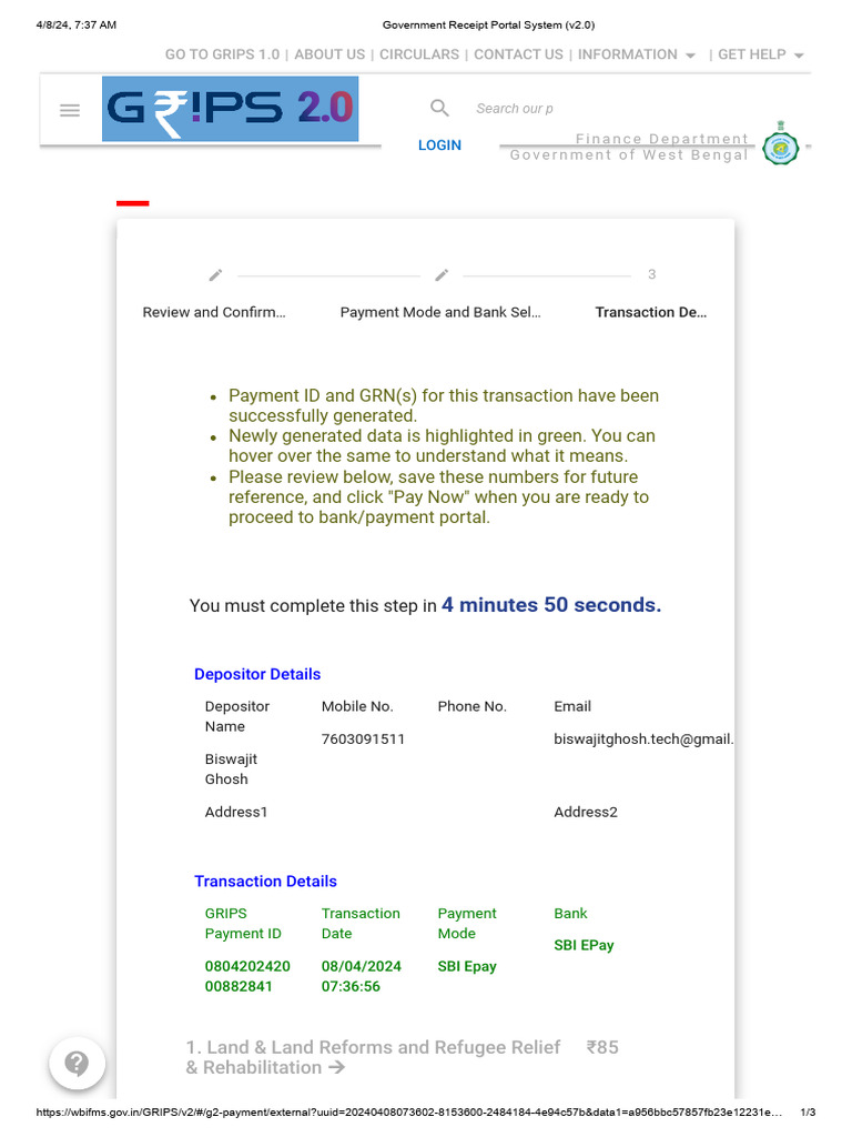 GRIPS 2.0: Government Receipt Portal | PDF | Banks | Credit Card