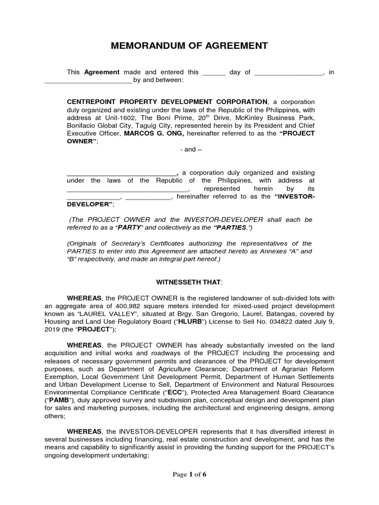 LV Draft MOA P600M 35% 4.4.24 | PDF | Income | Dividend