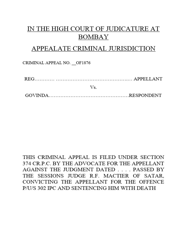 IPC Memorial V1 | PDF | Appeal | Murder