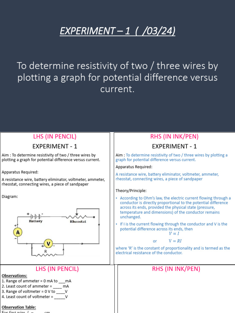 Experiments Physics 1 | PDF | Voltage | Electrical Resistance And ...