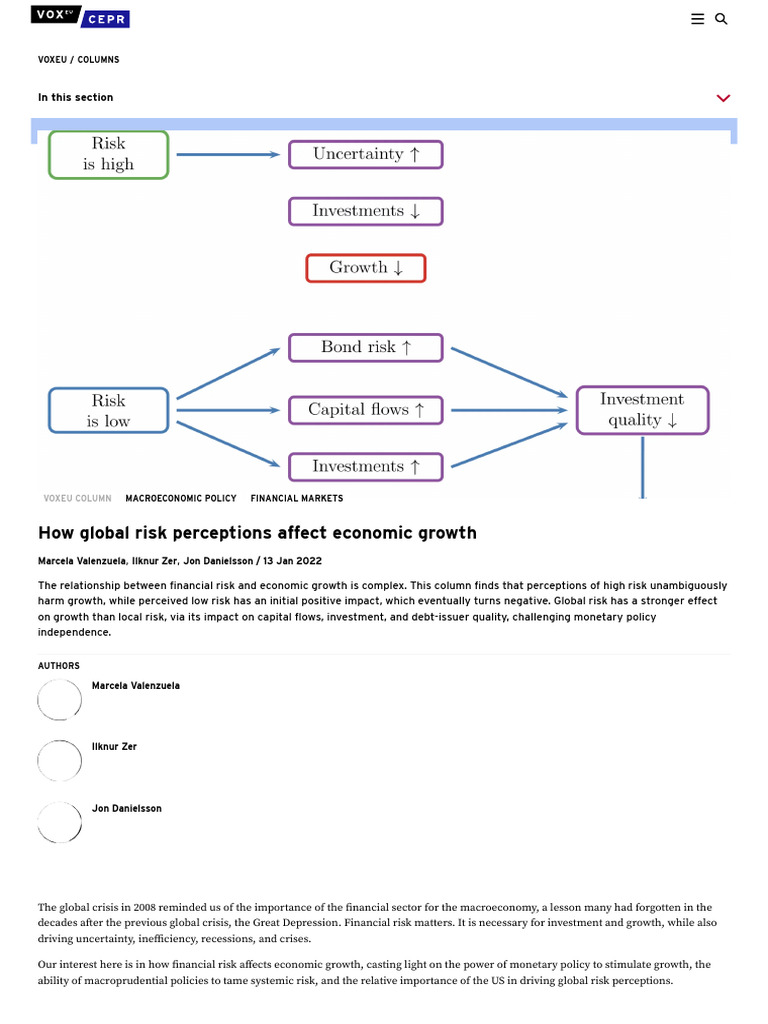 How Global Risk Perceptions Affect Economic Growth - CEPR | PDF | Risk | Macroprudential Regulation