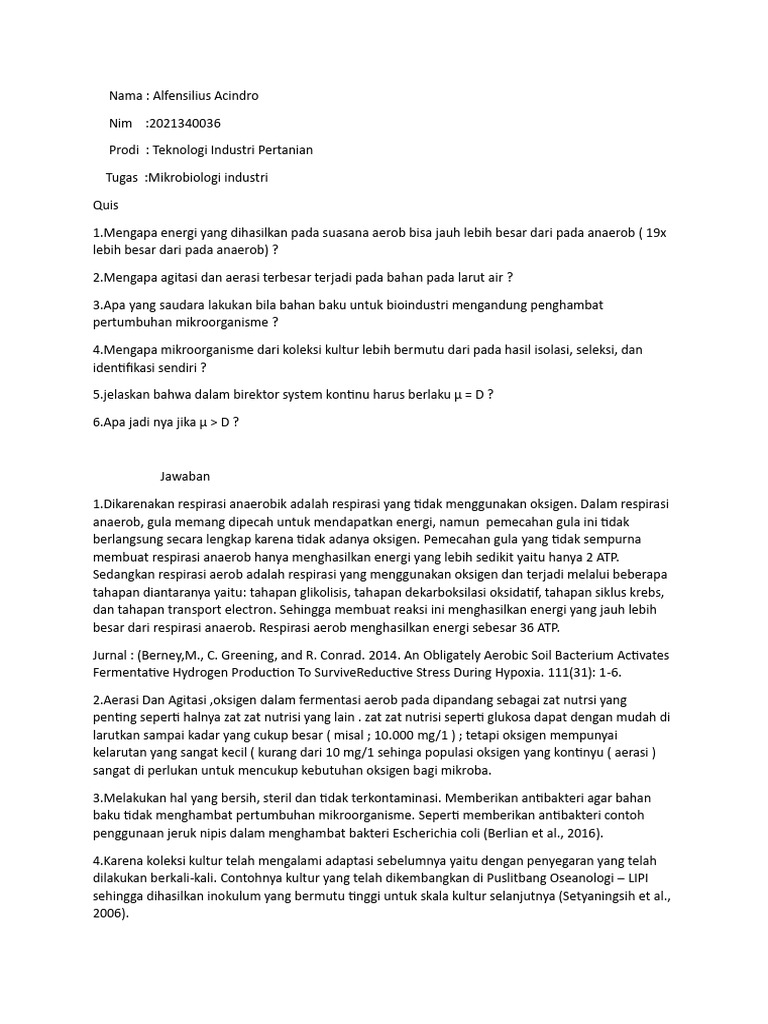 Saya Sedang Berbagi 'Tugas Mikrobiologi Industri Alfensilius Acindro' Dengan Anda | PDF | Sains ...
