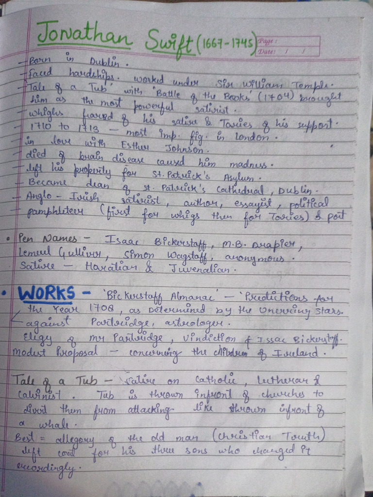 Introduction of Jonathan Swift+Robert Burns | PDF