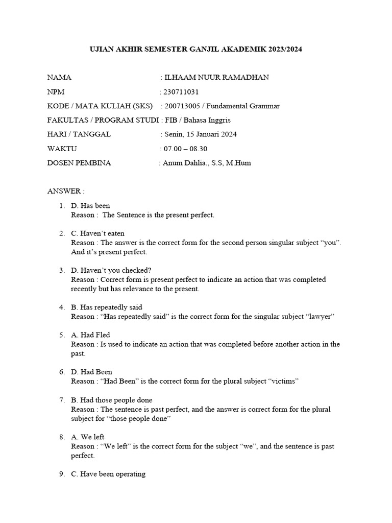 Uas Fundamental | PDF | Language Mechanics | Syntax