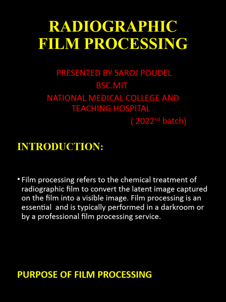 Radiographic Film Processing - Saroj | PDF | Silver | Chemical Substances