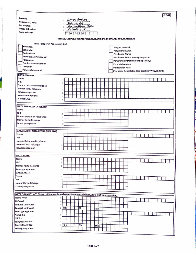 Persyaratan Akte Kematian Ecin | PDF
