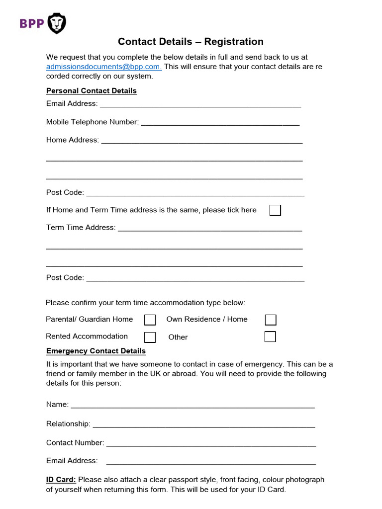 Contact Registration Form Instructions | PDF | Career & Growth