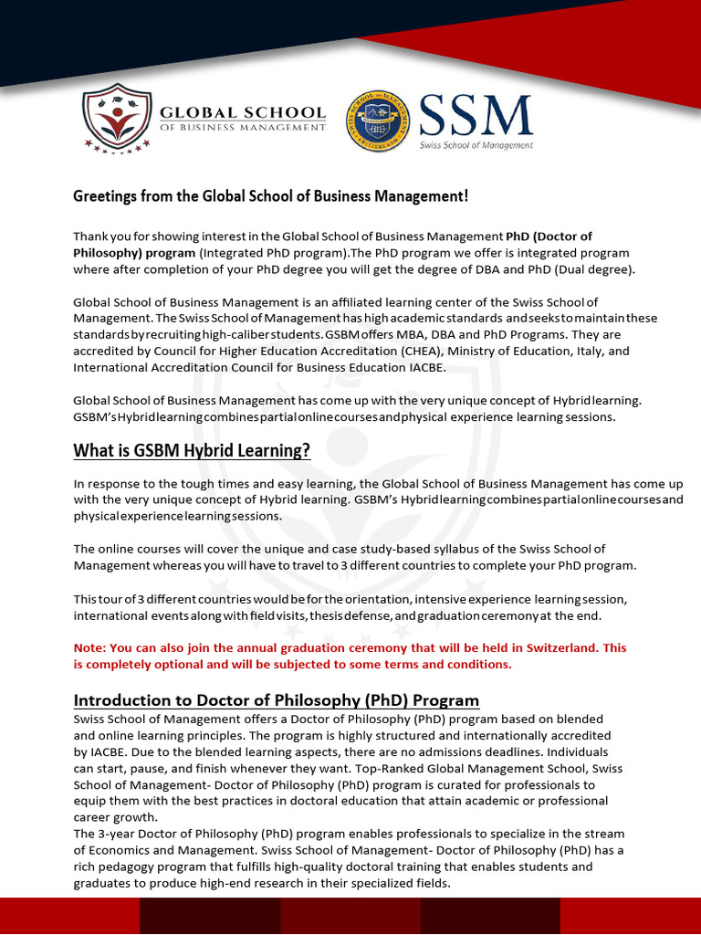 GSBM PHD Program | PDF | Methodology | Qualitative Research