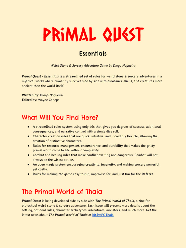Primal Quest - Essentials | PDF