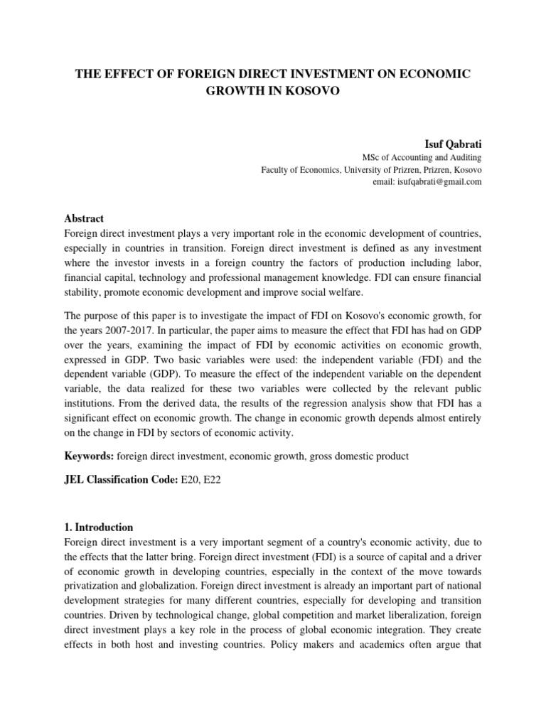Paper FDI and GDP | PDF | Economic Growth | Foreign Direct Investment