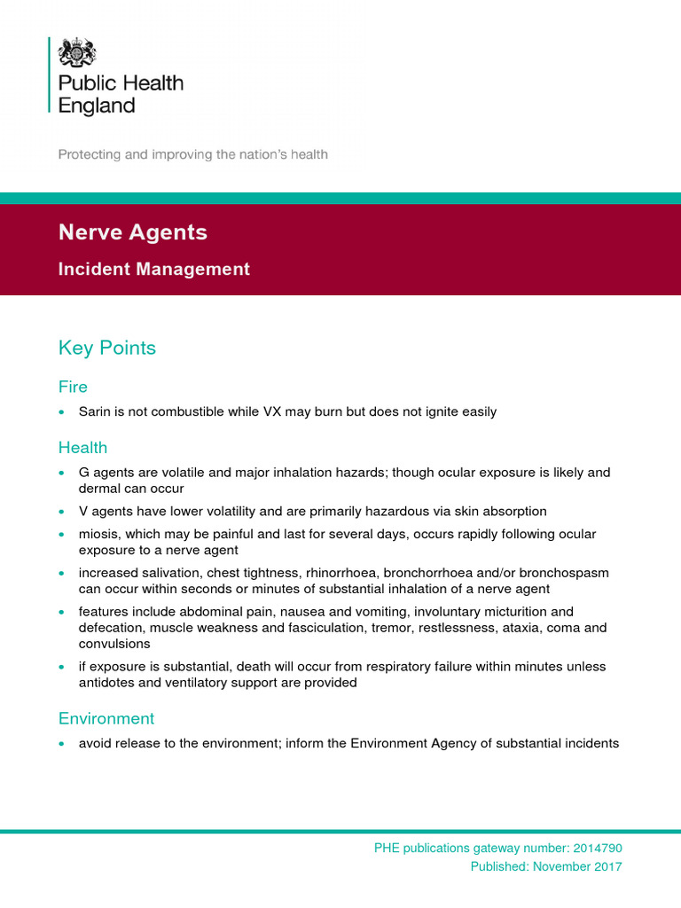 Nerve Agents Incident Management 201117 | PDF | Nerve Agent