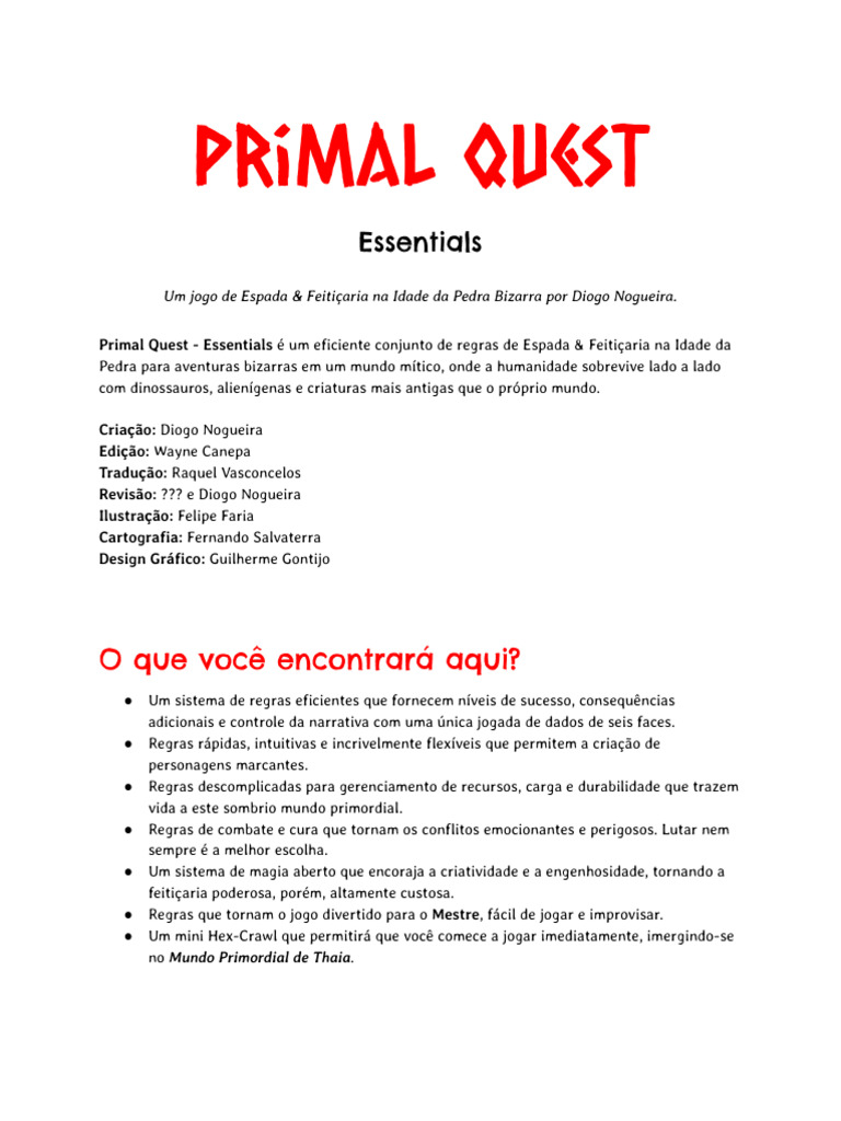 Primal Quest - Essentials (PTBR) - Rascunho | PDF | Morte | Tempo