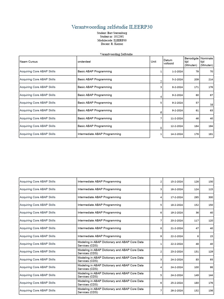 Verantwoording Zelfstudie ILEERP30 | PDF | Software Industry | Systems ...