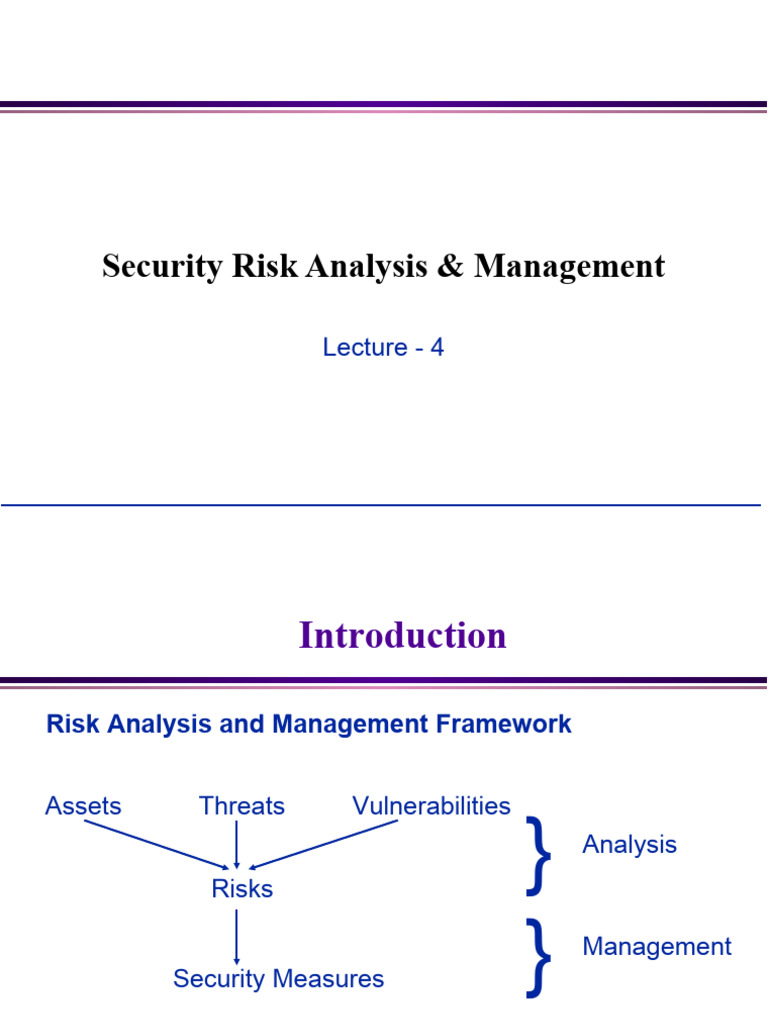 Lecture 4 - Security Risk Analysis & Management | PDF | Risk | Risk ...