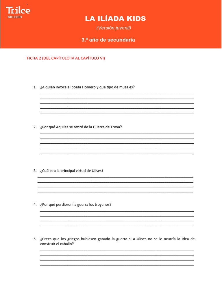 3ro SEc-Libro Físico-Ficha 2-IIB | PDF | Aquiles | Odiseo
