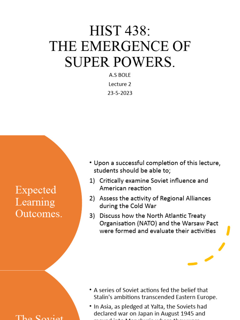 HIST 438 Lecture 2 The Emergence of Super Powers | PDF | Warsaw Pact | International Relations