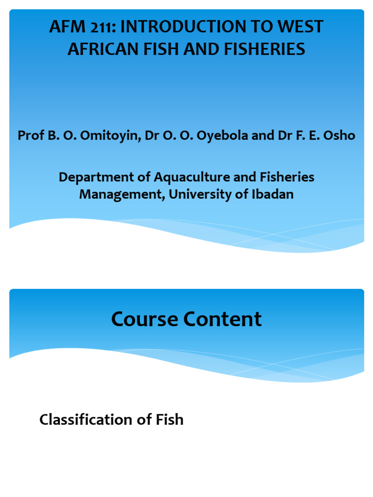 01 AFM 211 Introduction To West African Fish and Fisheries - Lecture 1 ...