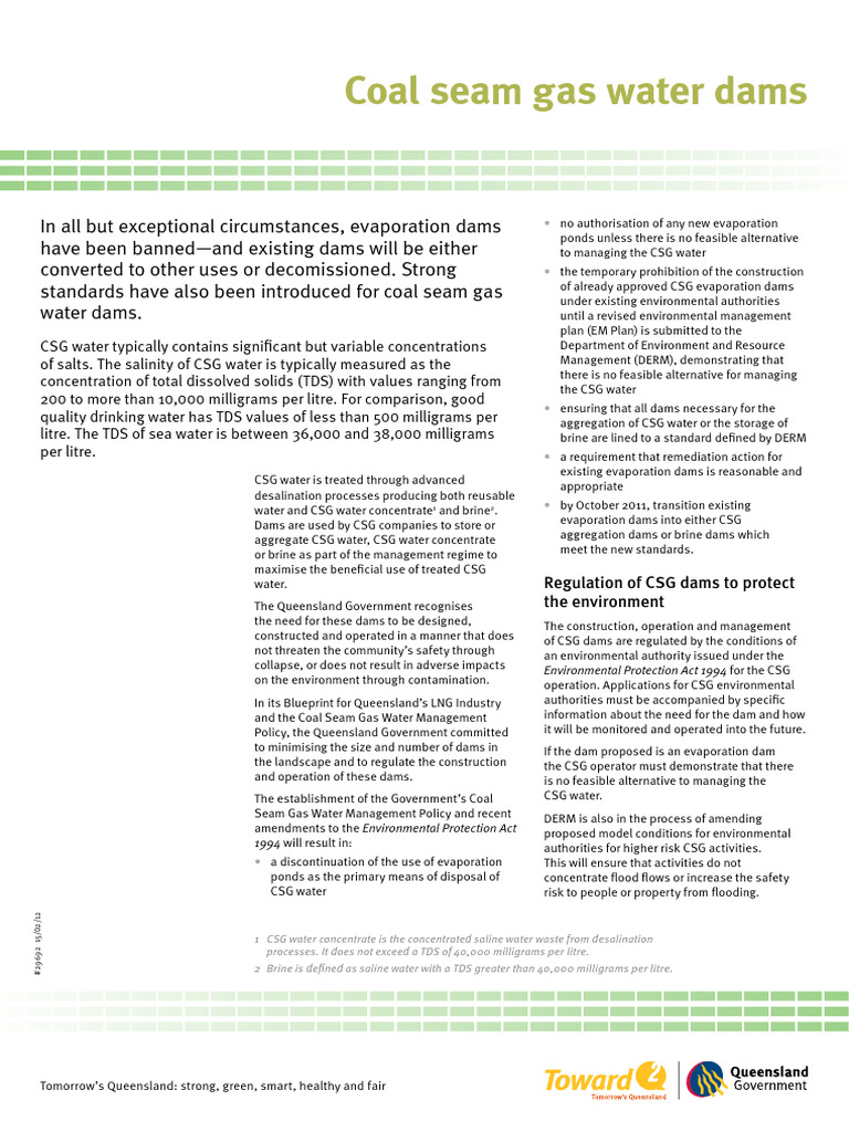 Coal Seam Gas Water Dams: Regulation of CSG Dams To Protect The ...