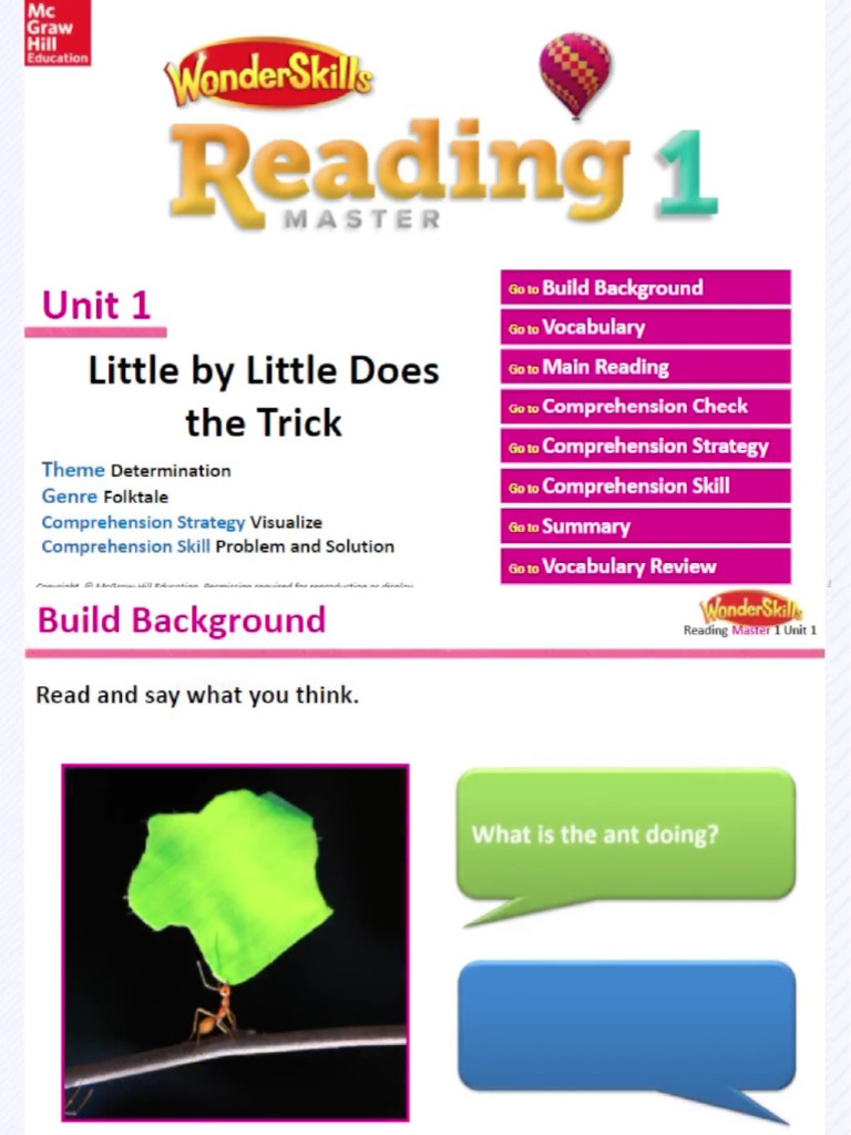 Wonderskills Reader Masters 1 Unit 1 | PDF