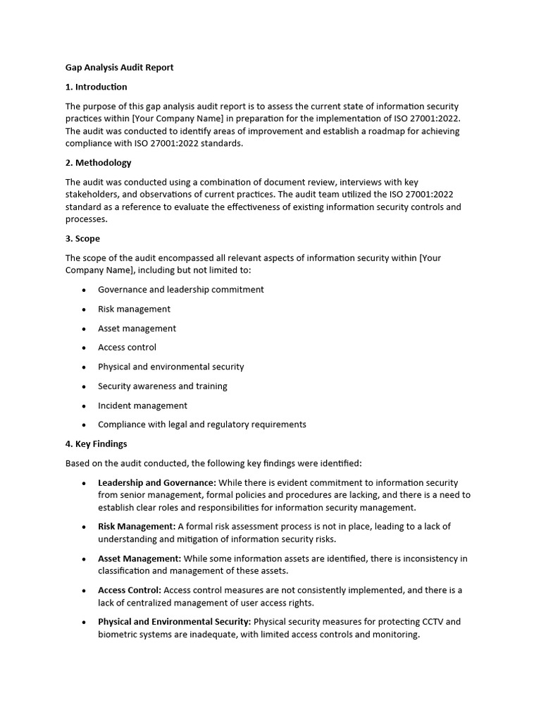 Gap Analysis Audit Report | PDF | Information Security | Audit Gap Analysis Audit Report | PDF | Information Security | Audit