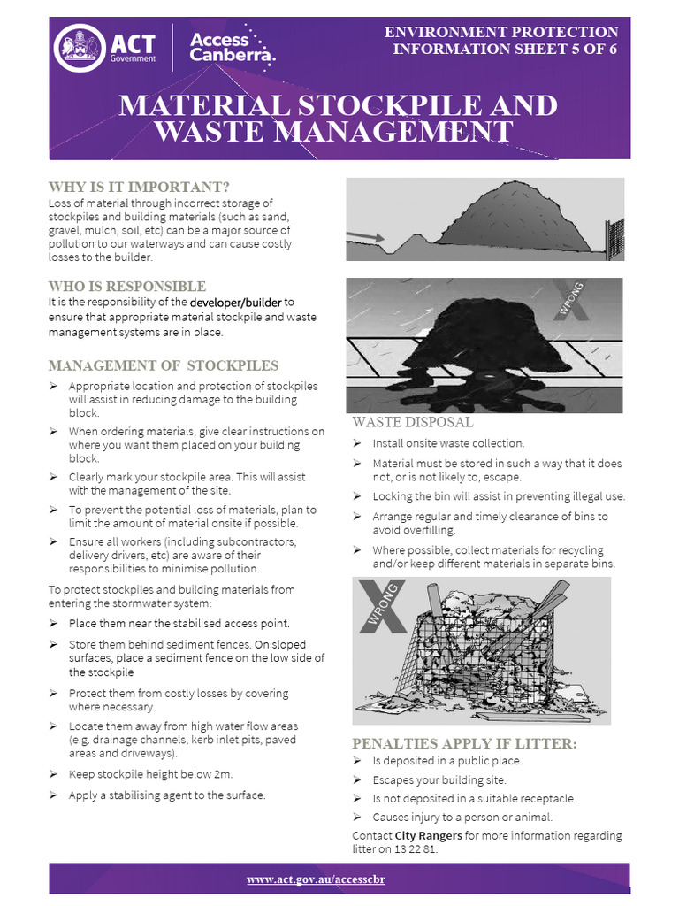 Information Sheet 5 of 6 - Material Stockpile and Waste Management ...
