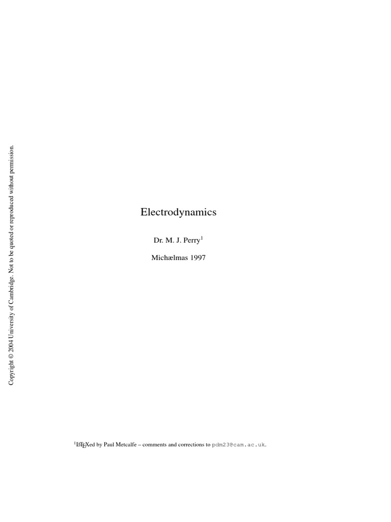 Electrodynamics - DAMTP Cambridge University | PDF | Electric Field ...