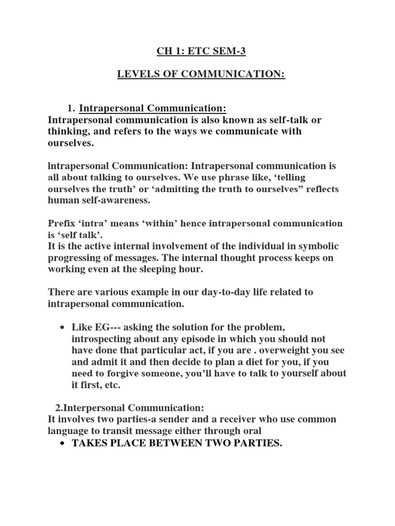 CH 1 Etc, Levels of Communication | PDF | Communication | Mass Media