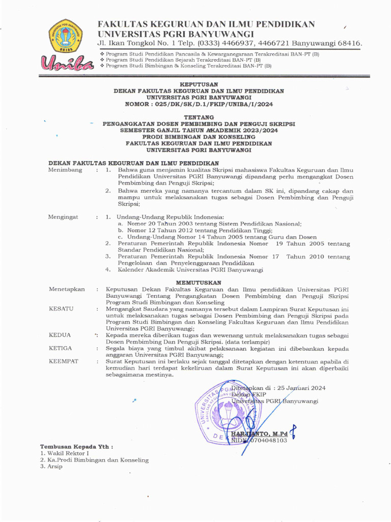 BK..SK Dosen Pembimbing Dan Penguji Skripsi | PDF | Pengembangan Diri
