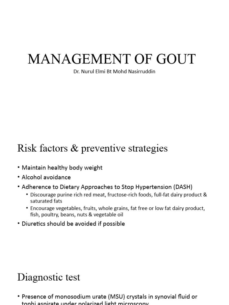Management Of Gout Pdf Gout Arthritis