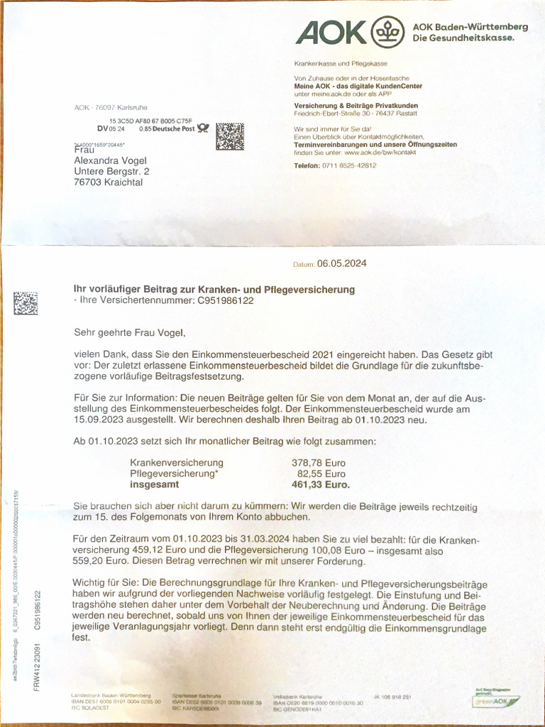 AOK Bescheid 2 | PDF