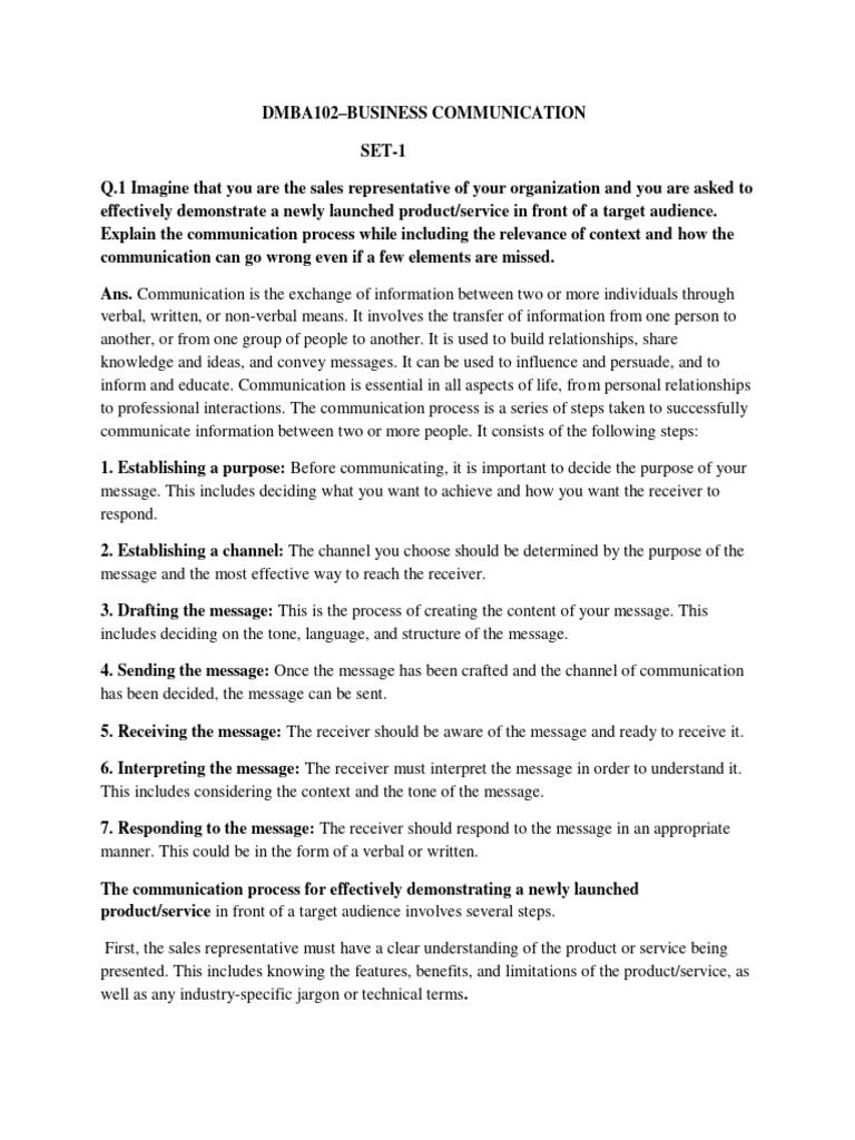Dmba102–Business Communication | PDF | Communication | Nonverbal Communication