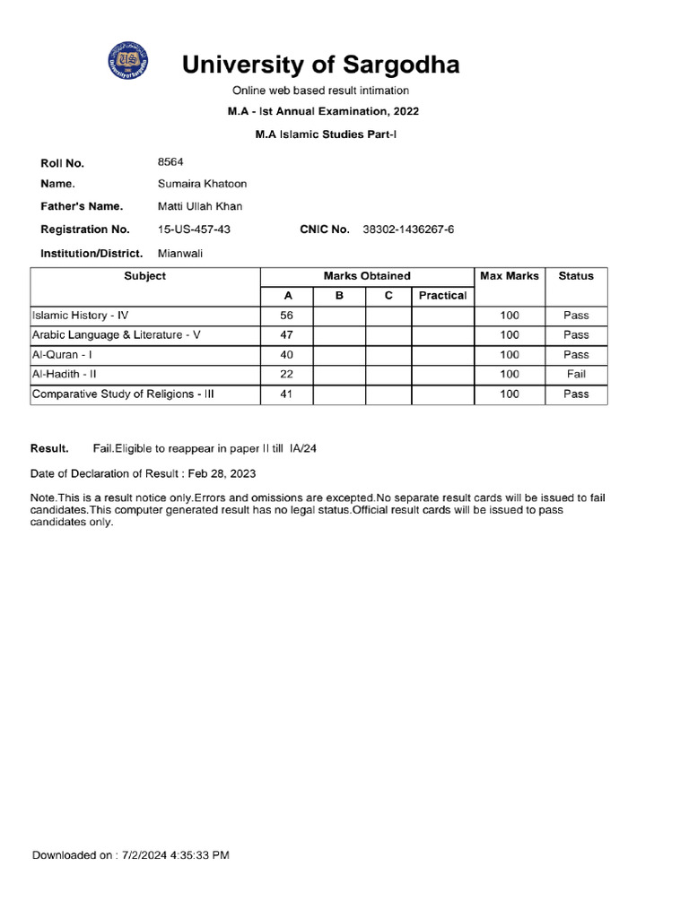 MA Admission form | PDF