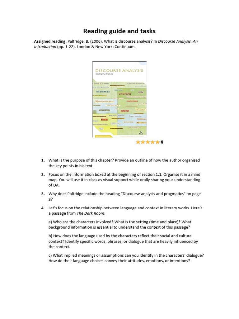 Paltridge and The Dark Room | PDF | Word | Discourse
