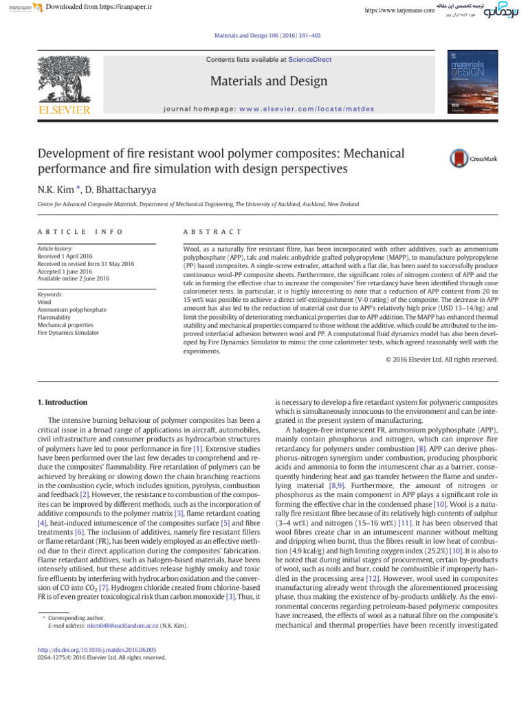 Development of Fire Resistant Wool Polymer Composites | PDF | Composite ...
