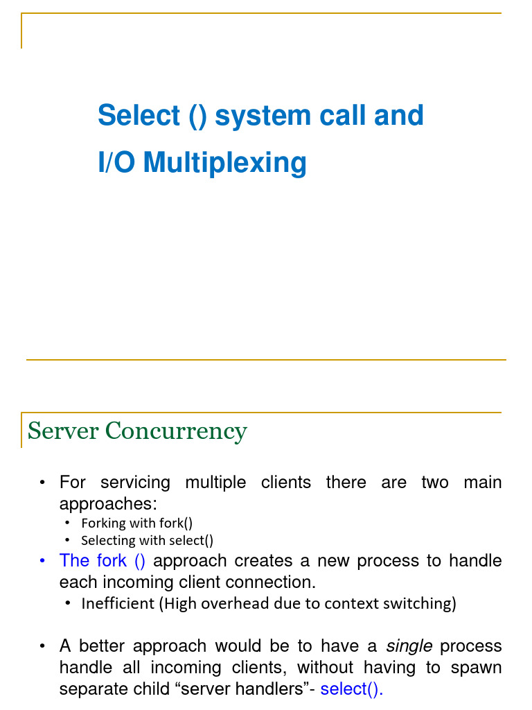 I/O Multiplexing with select() System Call | PDF | Computer Programming ...