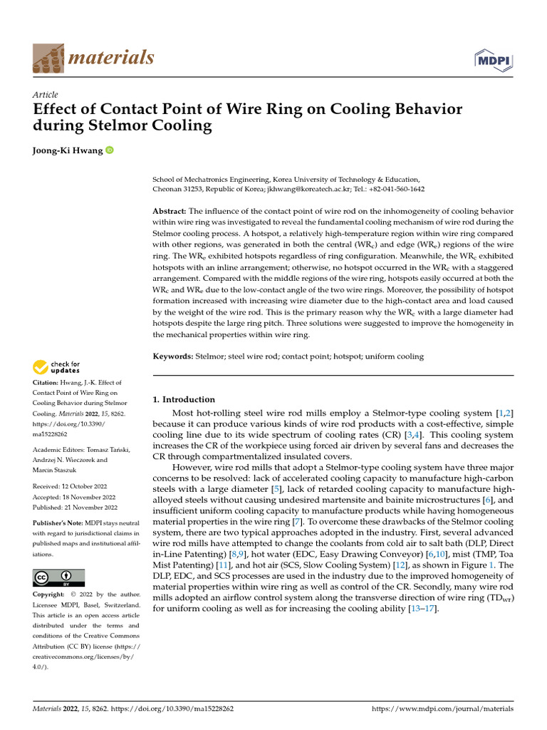 Effect of Contact Point of Wire Ring On Cooling Behavior During Stelmor ...