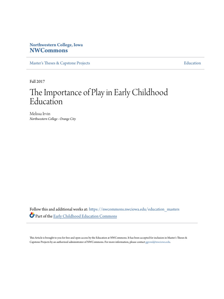 The Importance of Play in Early Childhood Education | PDF | Preschool ...