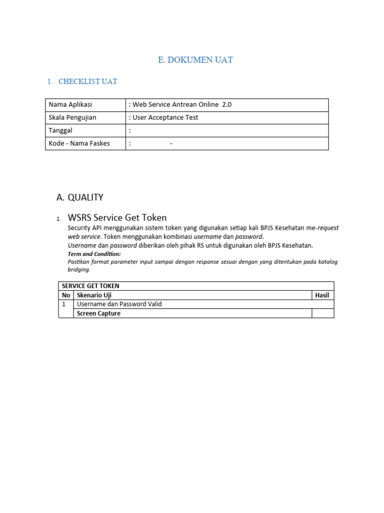 Kesia Form UAT Bridging Antrol RS Updated | PDF