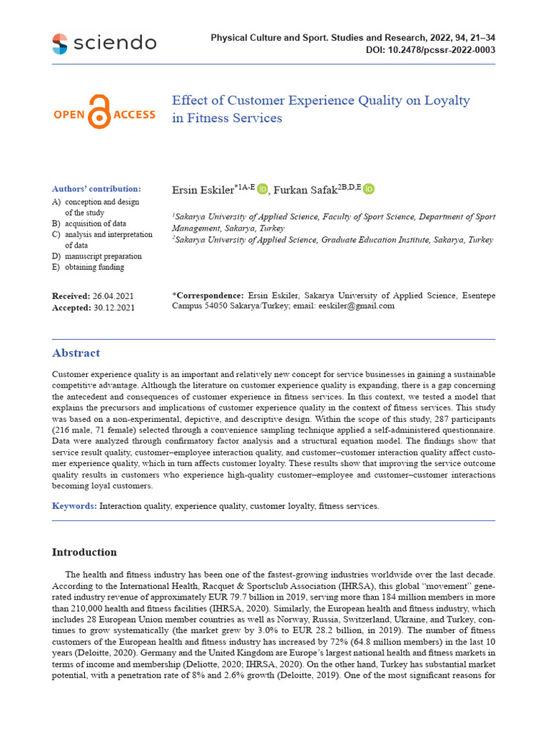 10.2478xy - PCSSR 2022 0003 | PDF | Structural Equation Modeling | Customer Experience