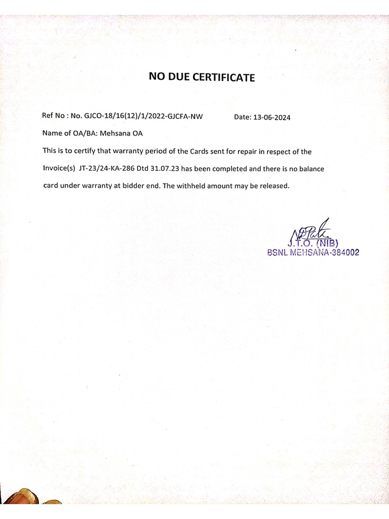 Certificate of Performance | PDF