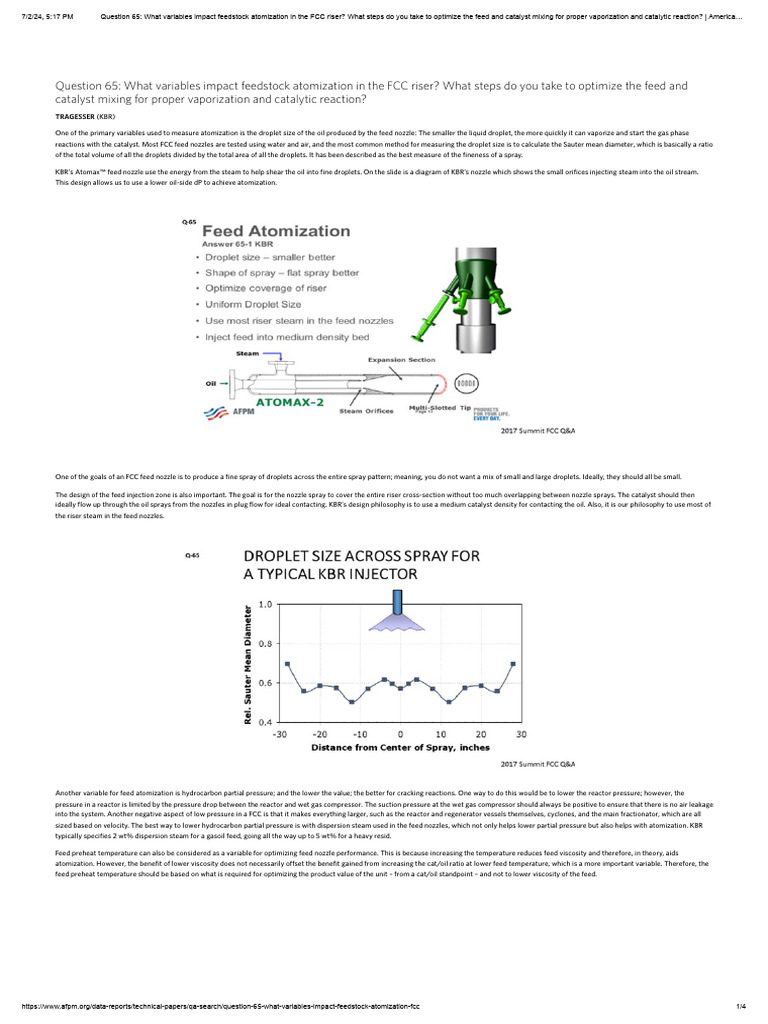 Question 65_ What variables impact feedstock atomization in the FCC ...