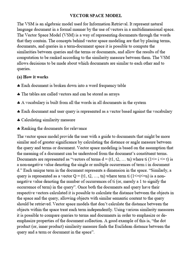 Vector Space Model Pdf Information Retrieval Information Science