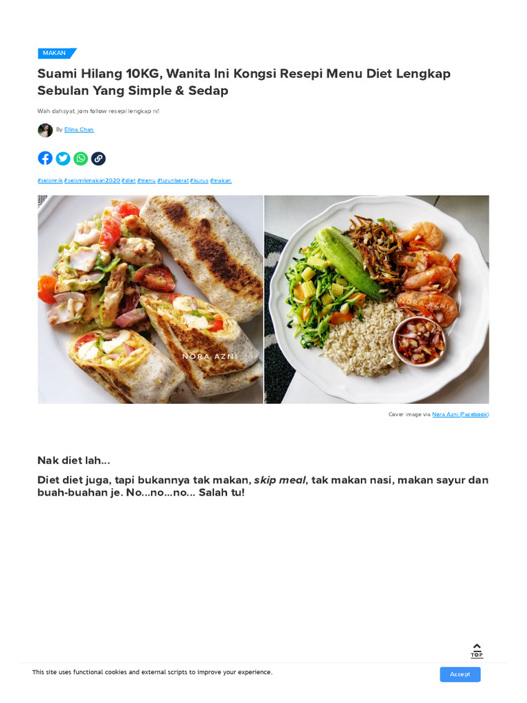 Suami Hilang 10KG, Wanita Ini Kongsi Resepi Menu Diet Lengkap Sebulan ...