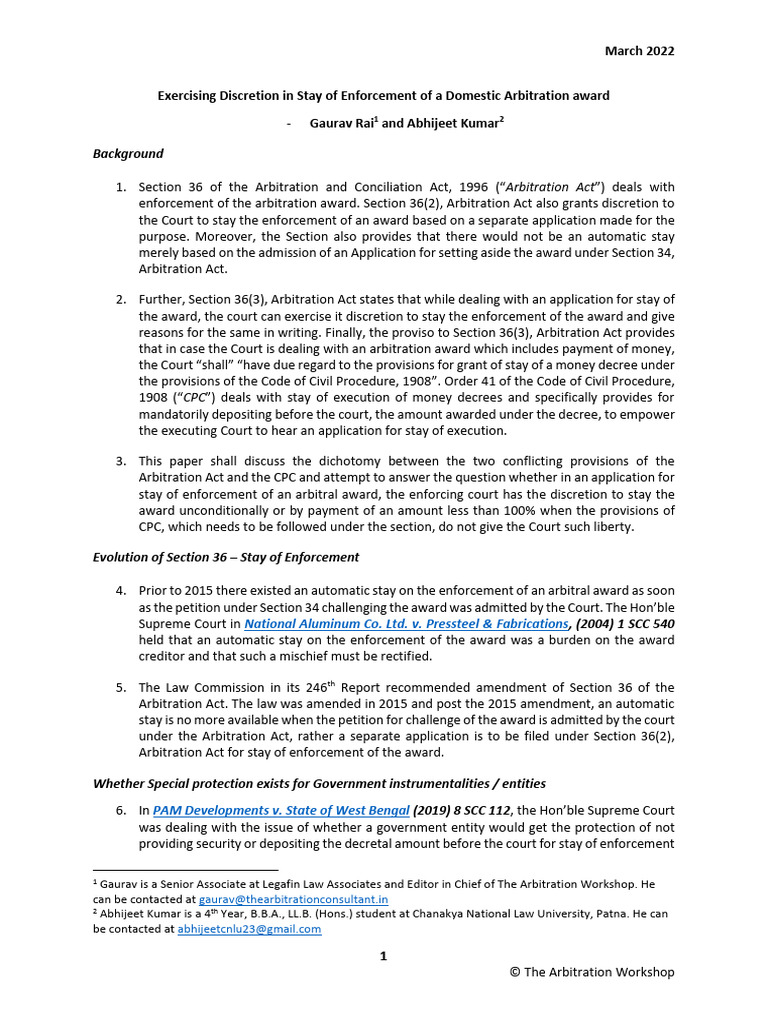 Execution of Arbitral Award.6 Doc | Download Free PDF | Arbitration | Judgment (Law)