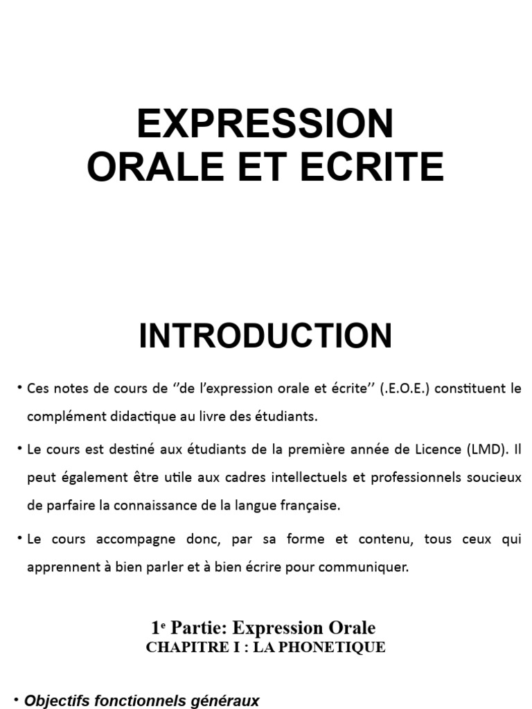 Expression Orale Et Ecrite | PDF | Phonologie | Phonétique