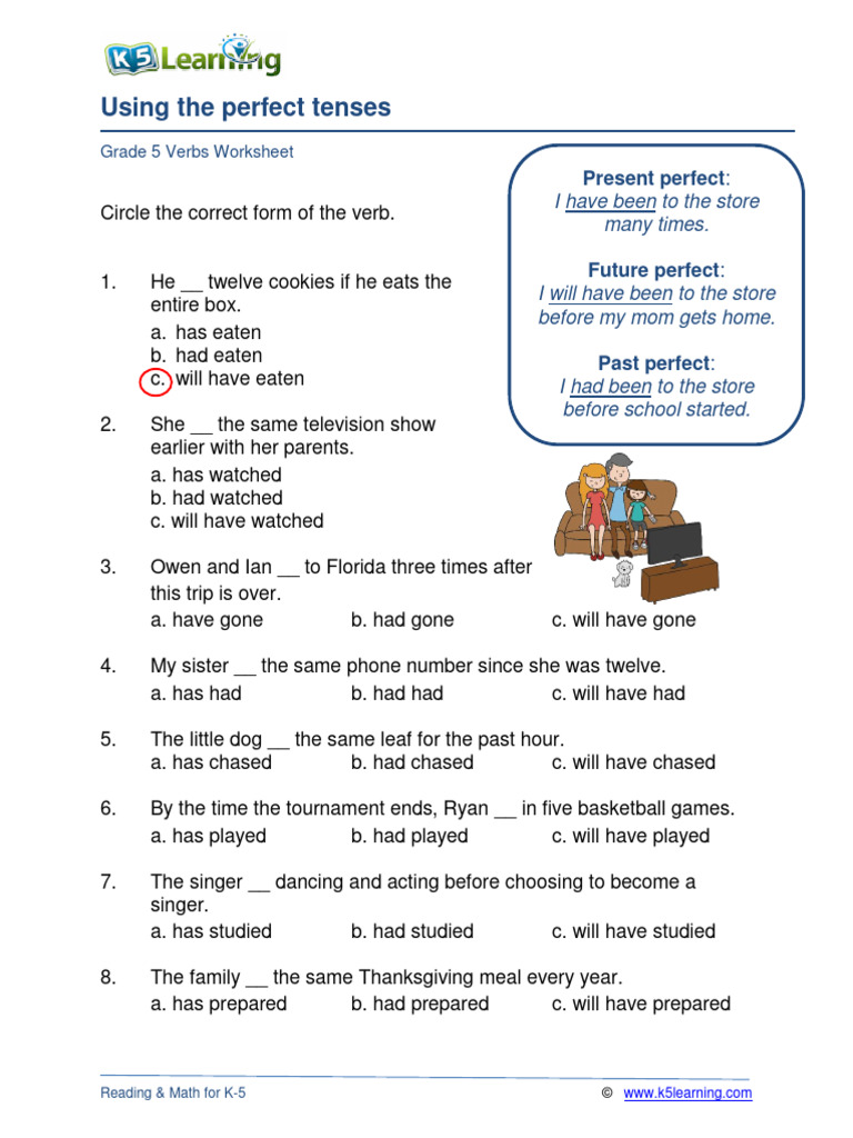 Grade 5 Perfect Tenses Worksheet | PDF | Grammatical Tense | Perfect ...