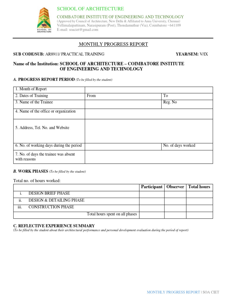 Architecture Training Progress Report | PDF | Cognition