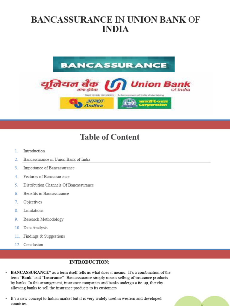 Bancassurance in Union Bank of India1 | PDF | Survey Methodology ...