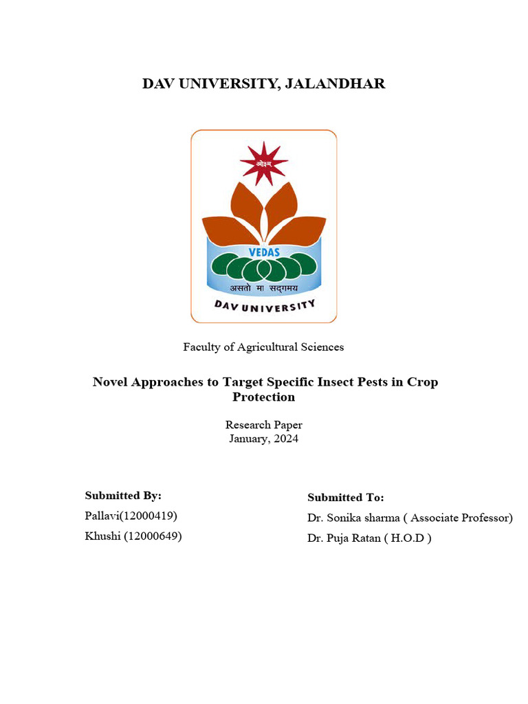 Novel Approaches To Target Specific Insect Pests In Crop Protection Pdf Genetically Modified